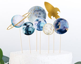 Galaxy Birthday Centerpiece Cake Toppers Cut Outs Outer Space - Etsy