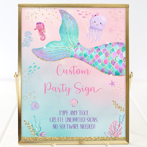 Editable Mermaid Baby Shower Welcome Sign Under the Sea Baby - Etsy