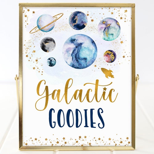 Space Galactic Goodies Birthday Food Sign Galaxy Planets Outer - Etsy