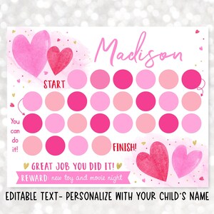 Editable Hearts Reward Chart Hearts Sticker Chart Pink Gold | Etsy