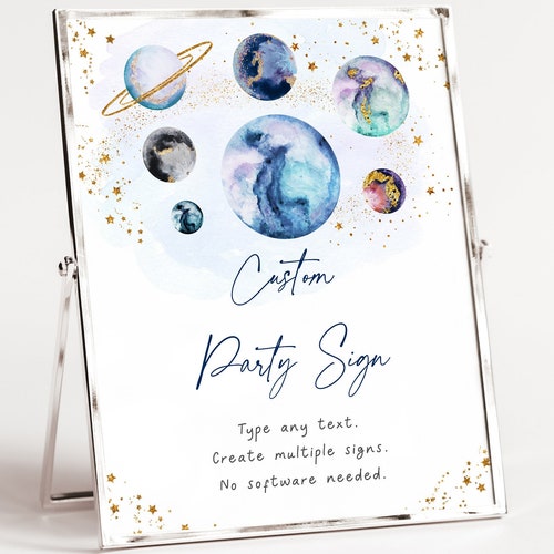Editable Space Birthday Party Sign Galaxy Planets Outer Space - Etsy