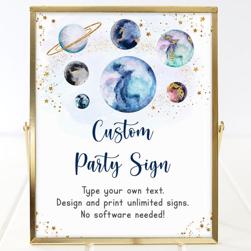 Editable Space Birthday Party Sign Galaxy Planets Outer Space - Etsy