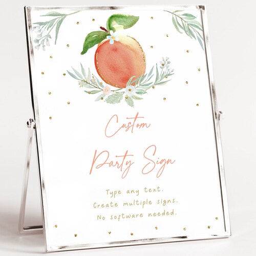 Editable Peach Birthday Invitation Sweet as A Peach First - Etsy