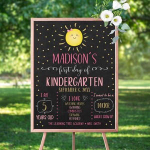Editable Sunshine First Day of Kindergarten Sign First Day of School ...