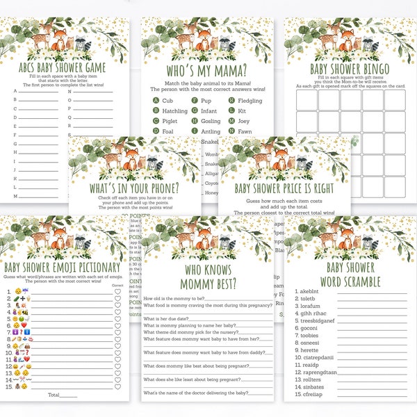 Baby Shower Games Woodland - Etsy