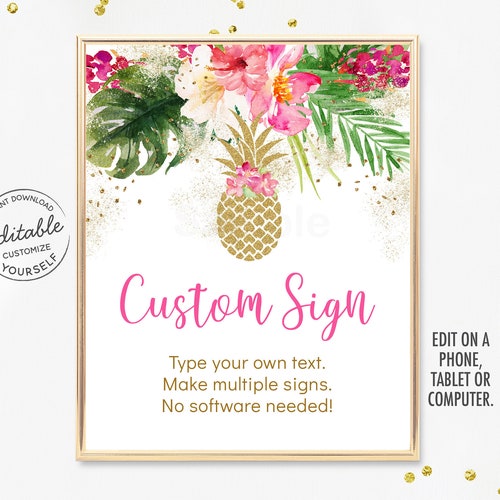 EDITABLE Pineapple Bridal Shower Welcome Sign Pink Tropical | Etsy