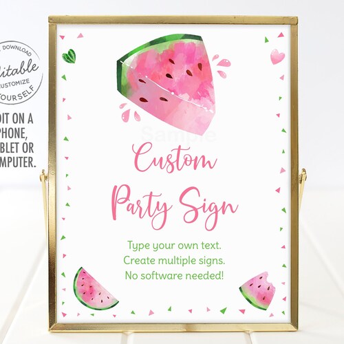 Editable Watermelon Welcome Sign Pink One in a Melon Welcome | Etsy
