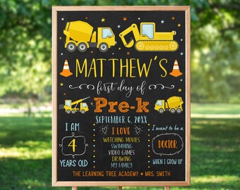 Editable First Day of Preschool Sign Firetruck First Day of - Etsy