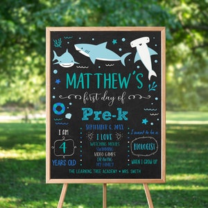 Editable Shark First Day of Pre-k Sign First Day of Pre-kindergarten ...