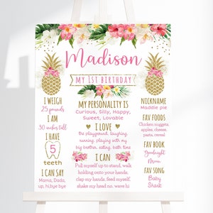 Editable Pineapple Birthday Milestone Sign Tropical Floral - Etsy