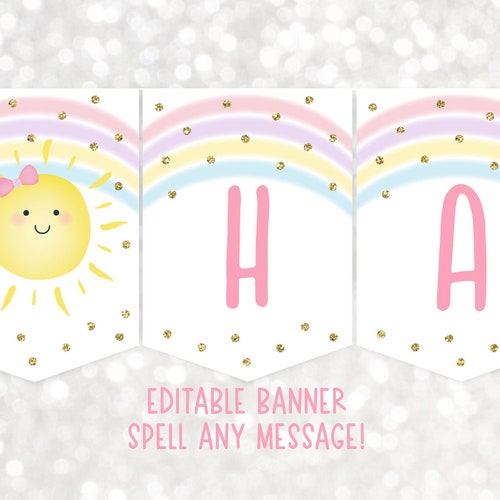 Editable Sunshine Rainbow Birthday Milestone Sign Pastel | Etsy