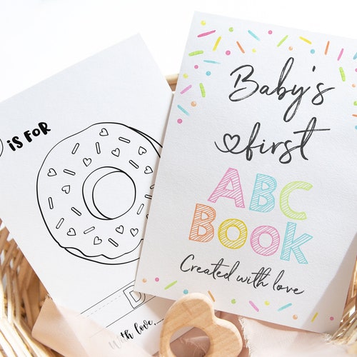 ABC Book Baby Shower Game Woodland Greenery Alphabet Coloring - Etsy