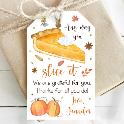 Editable Thanksgiving Gift Tags Grateful Pumpkin Pie Tag | Etsy