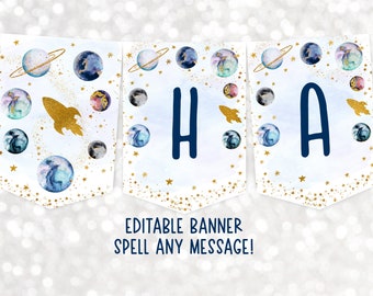 Galaxy Birthday Banner | Etsy