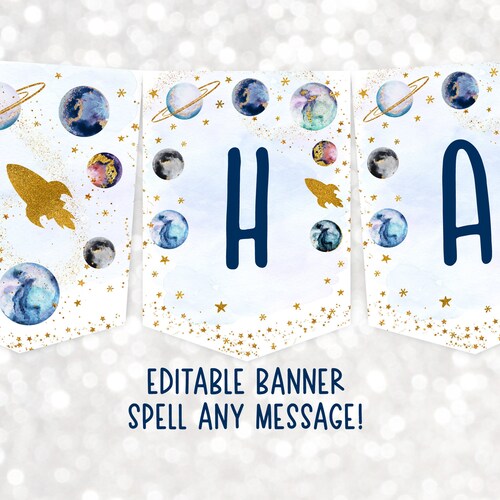 Editable Space Birthday Party Sign Galaxy Planets Outer Space - Etsy