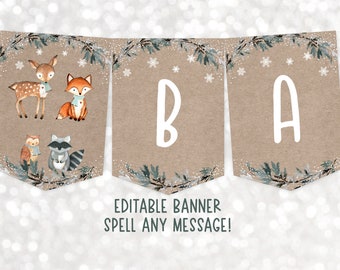 Woodland Animals Banner | Etsy
