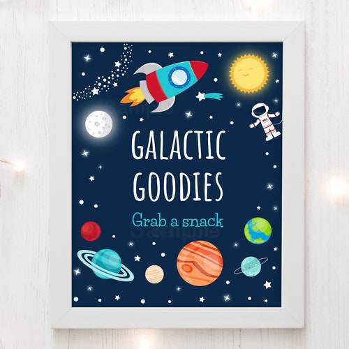 Space Galactic Goodies Birthday Food Sign Galaxy Planets Outer - Etsy