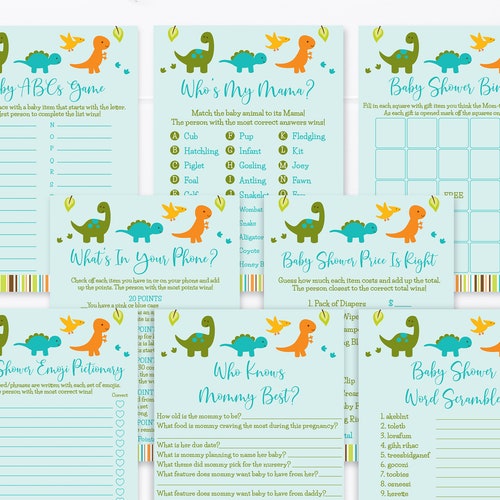 Dinosaur Baby Shower Games Package Games Bundle Baby - Etsy