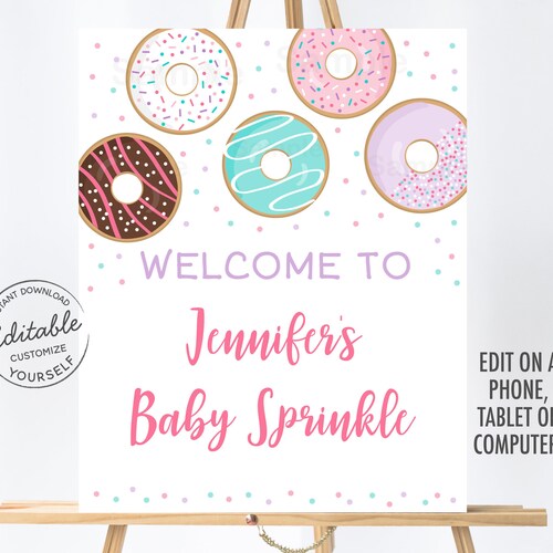 EDITABLE Donut Baby Sprinkle Welcome Sign Donut Donut Baby - Etsy