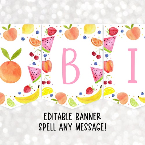 Fruit Birthday Banner Fruit Birthday Garland Two-tti Frutti - Etsy