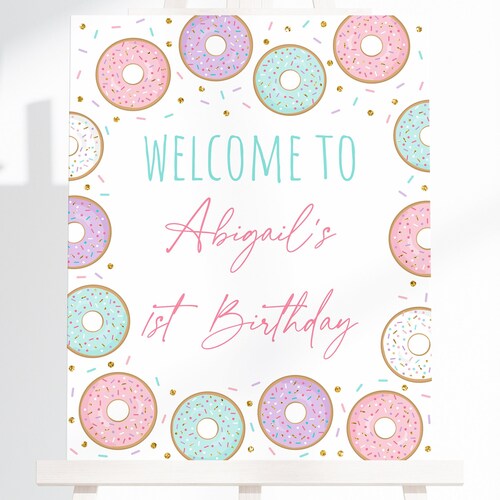 Editable Donut Sign Birthday Printable Party Decorations - Etsy