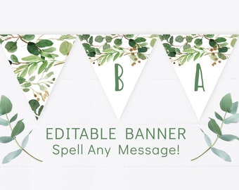 Printable Welcome Baby Banner Baby Shower Banner Greenery - Etsy