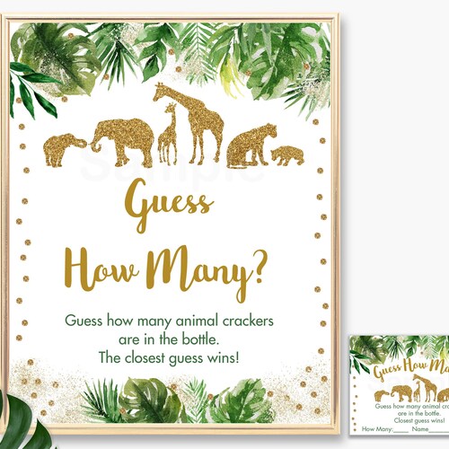 Gold Safari Guess How Many Game Safari Baby Shower Jungle - Etsy