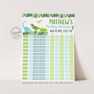 EDITABLE Home School Schedule Dinosaur Boys Daily Routine | Etsy Canada