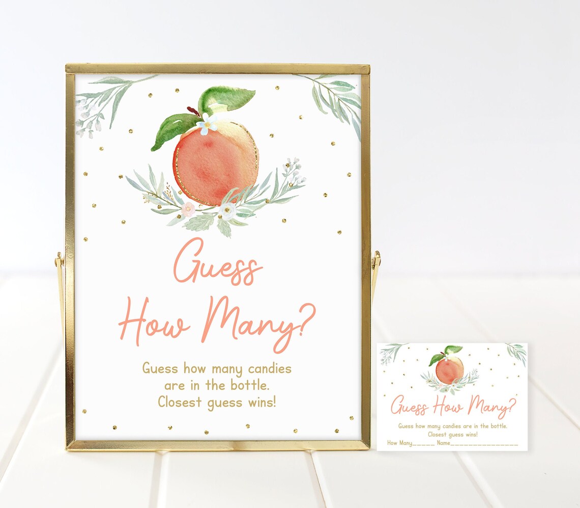 Peach Guess How Many Baby Shower Game Little Peach Baby Shower - Etsy