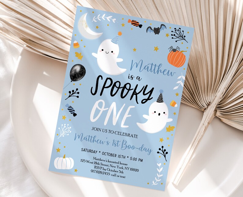 Editable Spooky One Ghost Birthday Invitation Halloween Ghost - Etsy