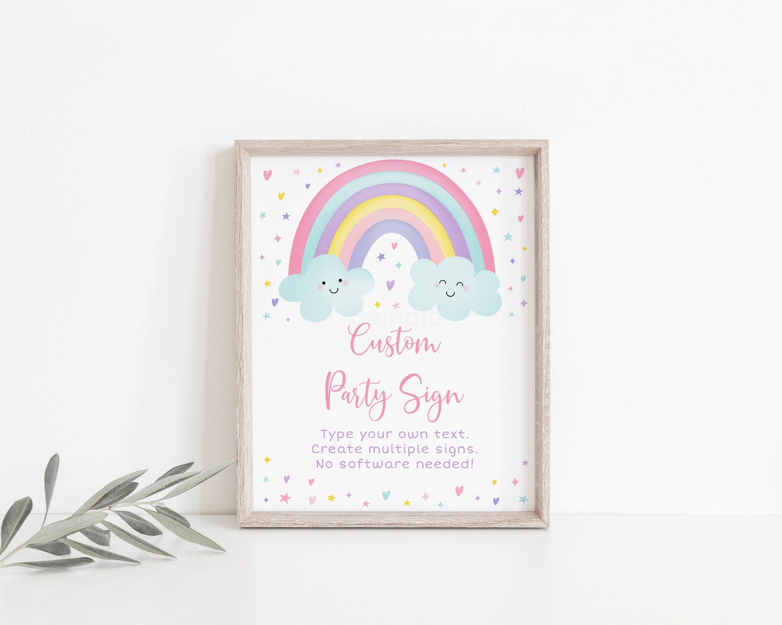 EDITABLE Rainbow Birthday Sign Rainbow Party Sign Pastel | Etsy