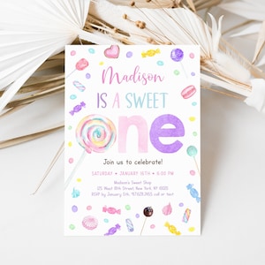Editable Sweet One Birthday Invitation Sweet One Birthday Invite Sweet ...