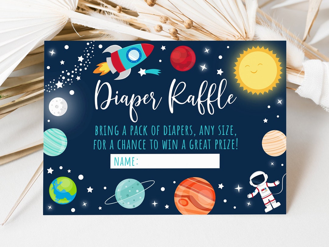 Space Diaper Raffle Cards Space Baby Shower Astronaut Planet Outer ...