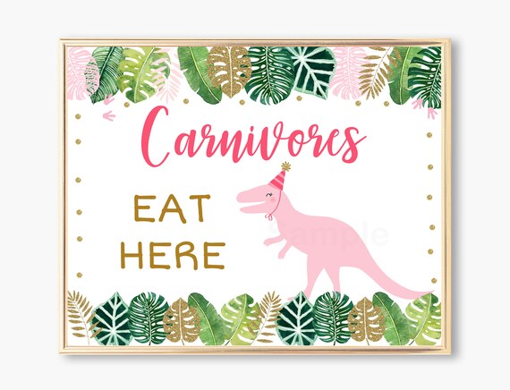 Carnivores Dinosaur Birthday Sign Dinosaur Birthday Pink & - Etsy