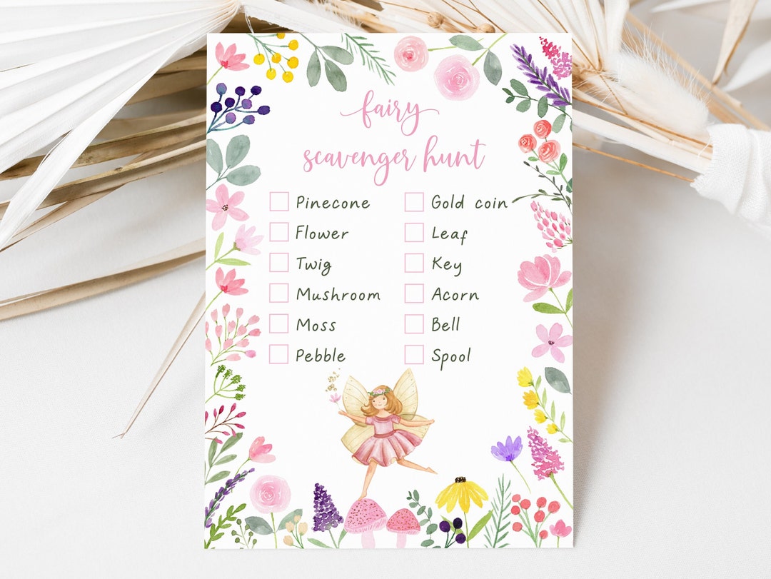 Editable Fairy Scavenger Hunt Game Fairy First Birthday Fairy Garden ...