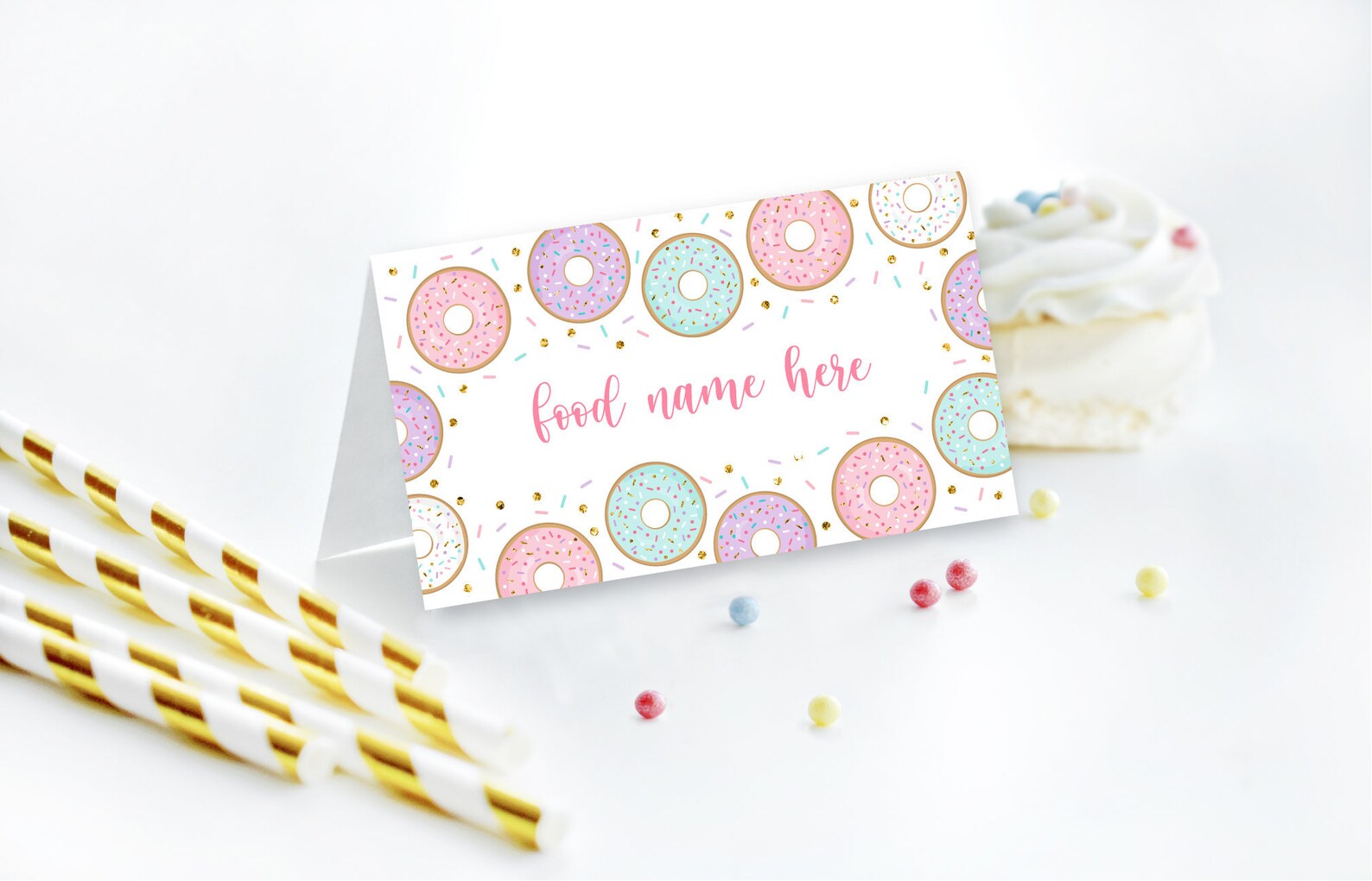 Editable Donut Food Tent Cards Food Labels Donut Birthday | Etsy