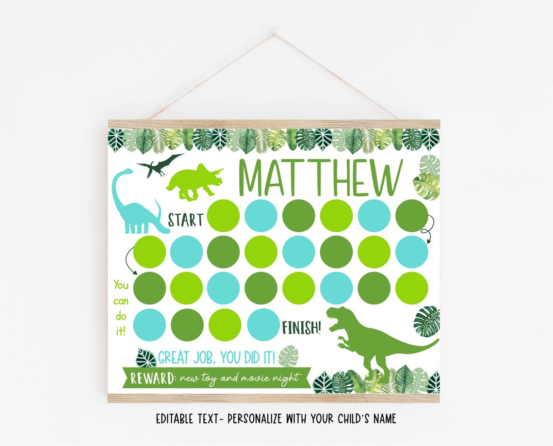 Editable Dinosaur Reward Chart Dinosaur Sticker Chart Boy - Etsy