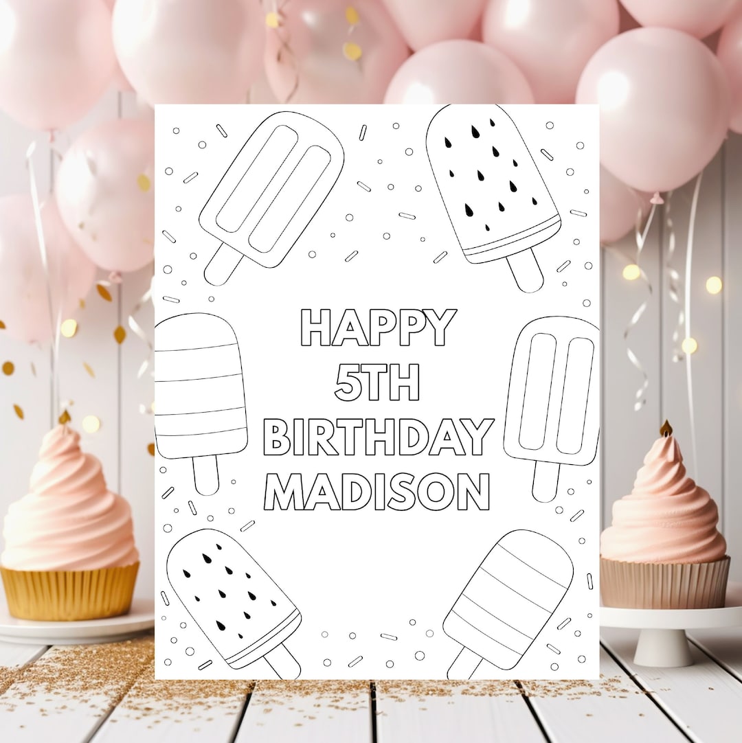 Editable Popsicle Birthday Coloring Page Popsicle Birthday Party Pop on ...