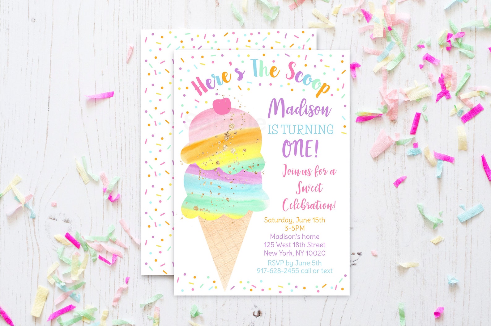 EDITABLE Here's the Scoop Birthday Invitation Ice Cream - Etsy