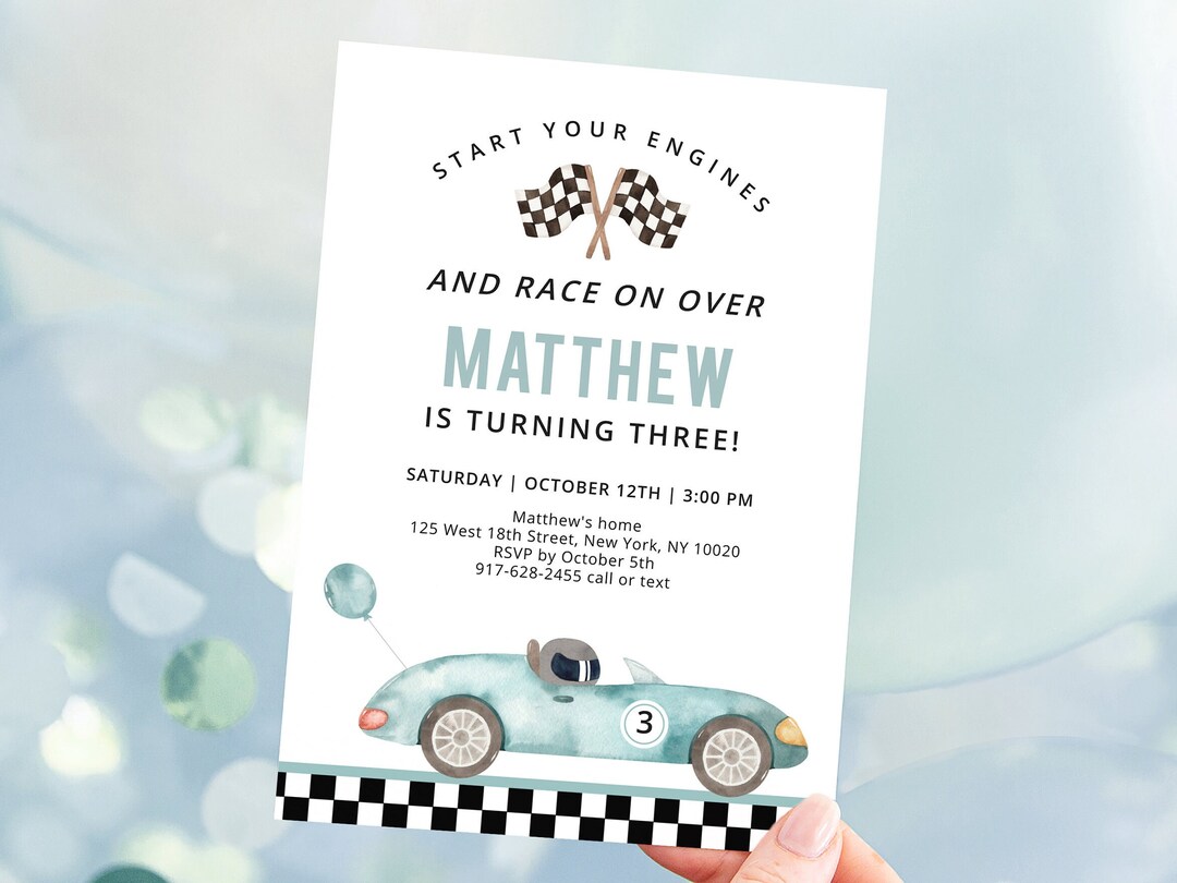 Editable Race Car Birthday Invitation Racing Birthday Invite Racing ...
