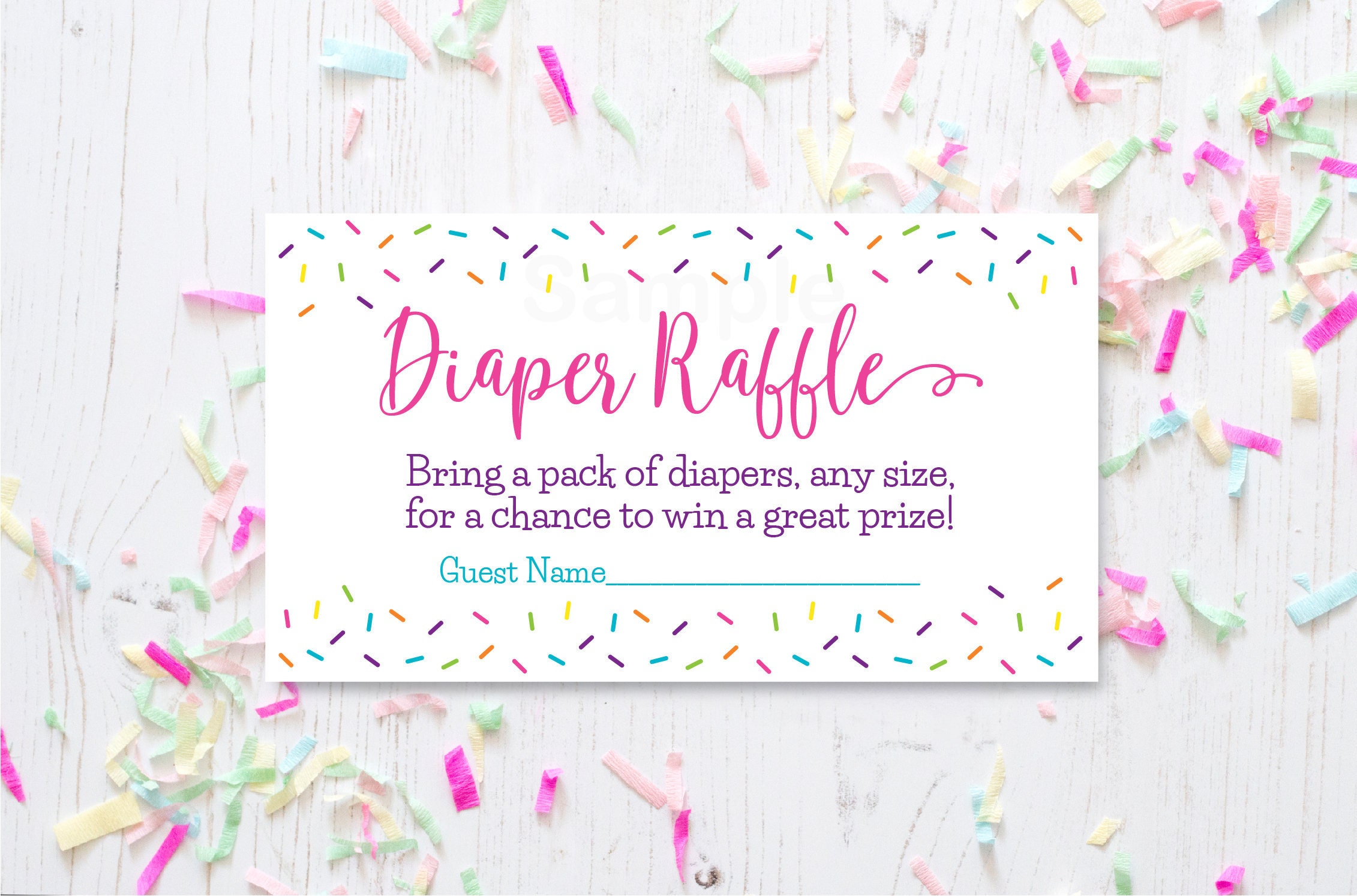 Pink Baby Sprinkle Diaper Raffle Cards Baby Girl Sprinkle | Etsy