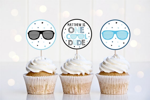 Editable One Cool Dude Cupcake Toppers One Cool Dude Birthday - Etsy