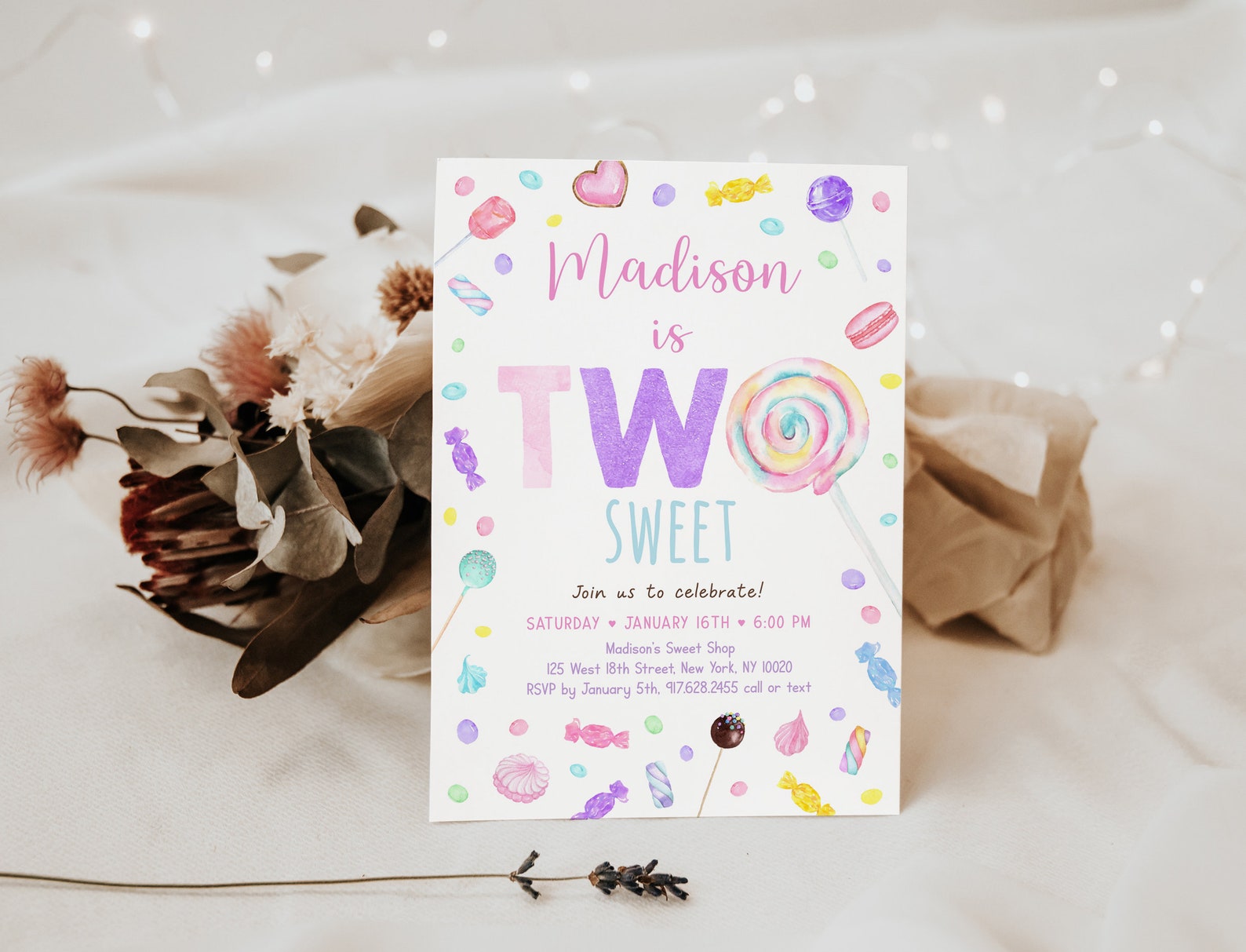 Editable TWO Sweet Birthday Invitation Two Sweet Birthday - Etsy