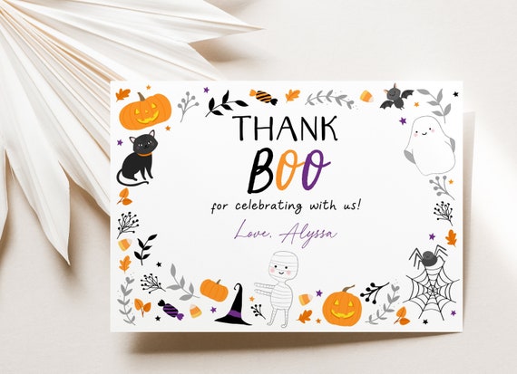 Editable Halloween Thank You Card Halloween Party Halloween Birthday ...