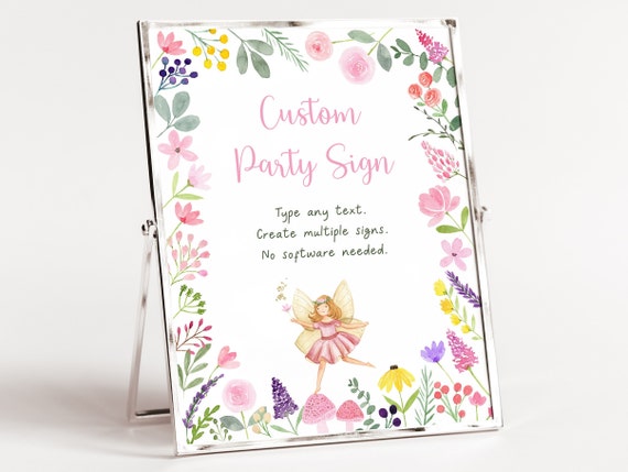 Editable Fairy Birthday Party Sign Fairy Garden Birthday Fairy Party ...