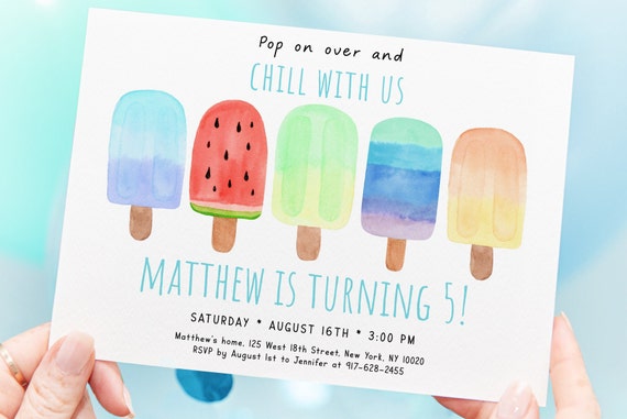Editable Popsicle Birthday Invitation Popsicle Birthday Invite Pop On ...