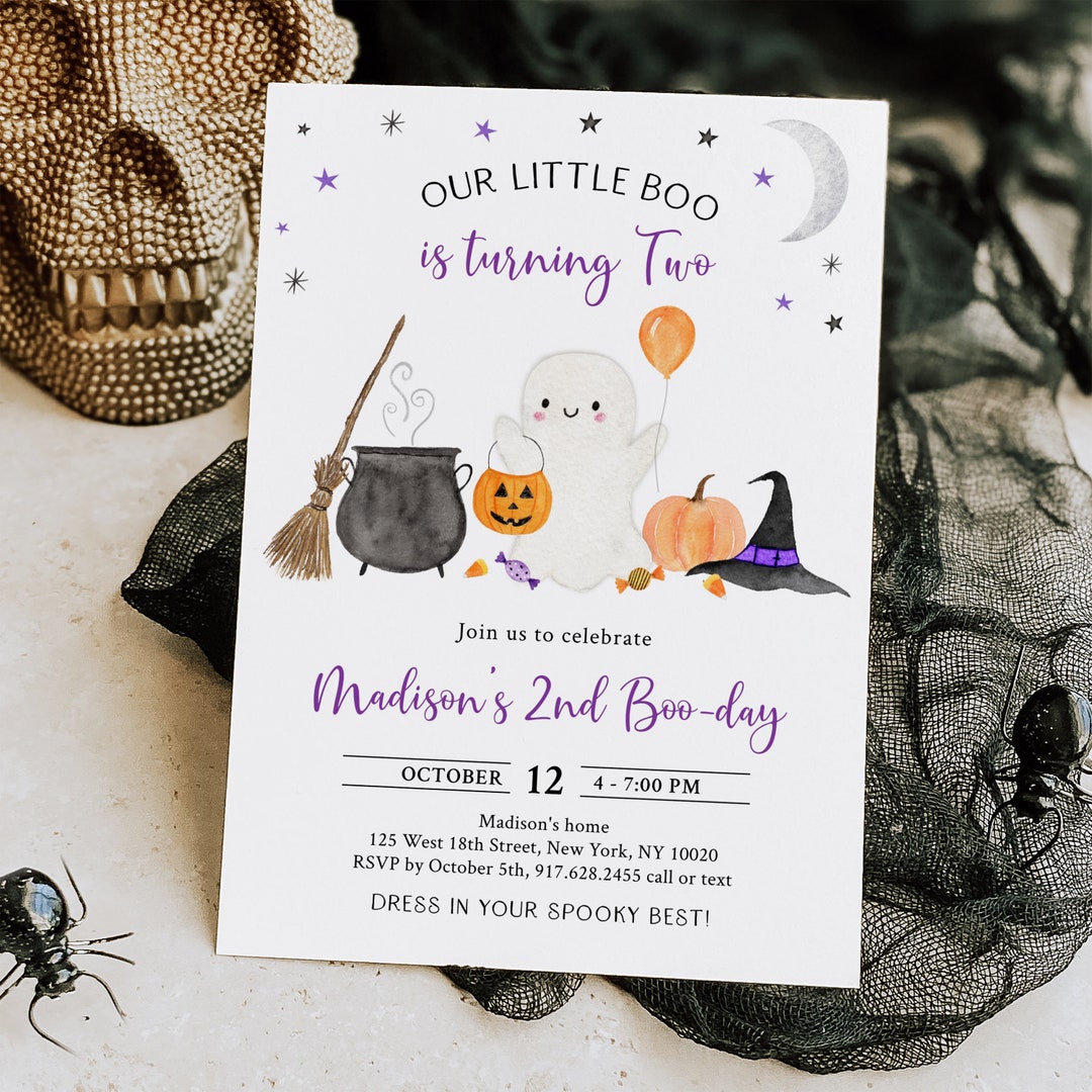 Editable Boo Ghost Second Birthday Invitation Boo Turning Two Invite ...