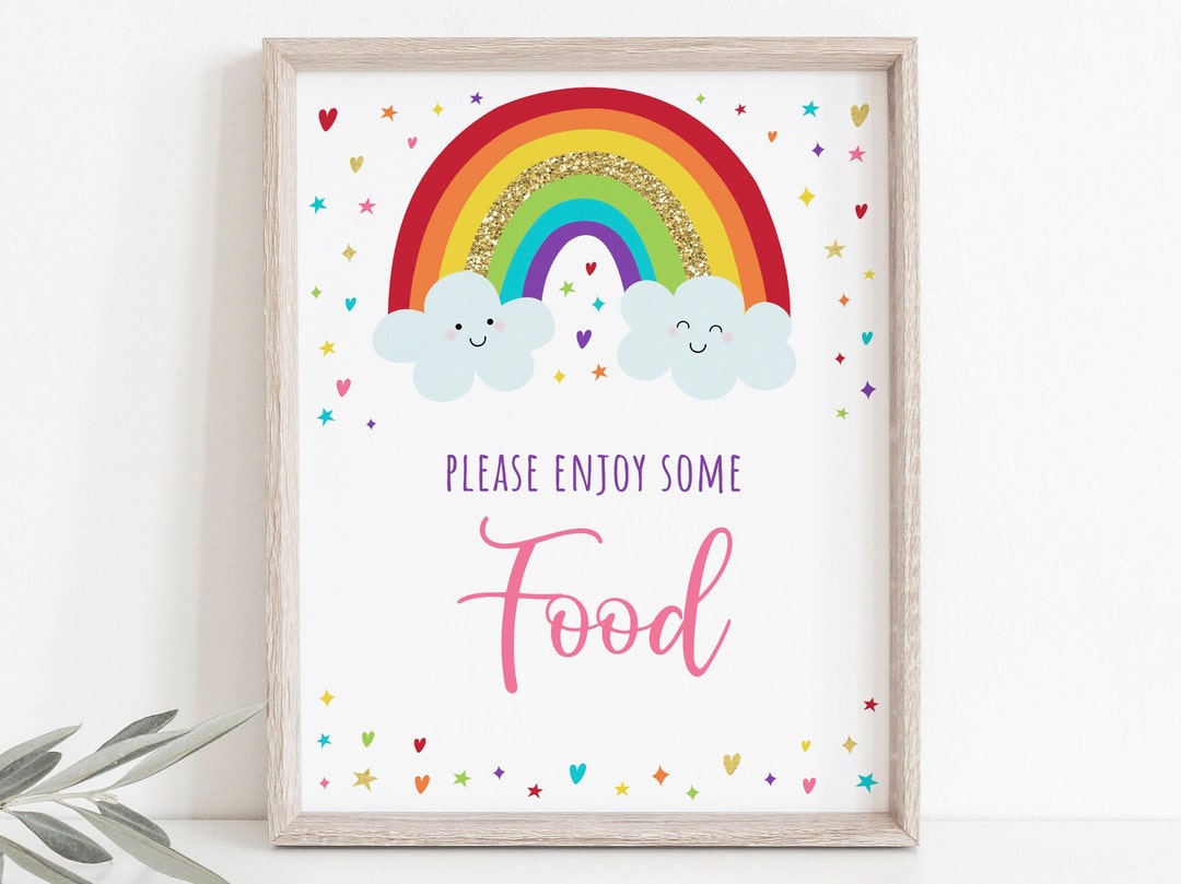 Rainbow Birthday Food Sign Party Sign Rainbow Birthday Party Pink Gold ...