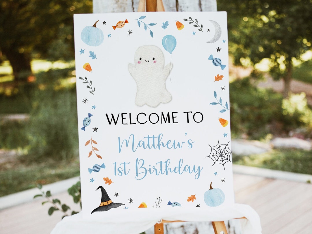 Editable Ghost Birthday Welcome Sign Boo-day Halloween Sign Halloween ...