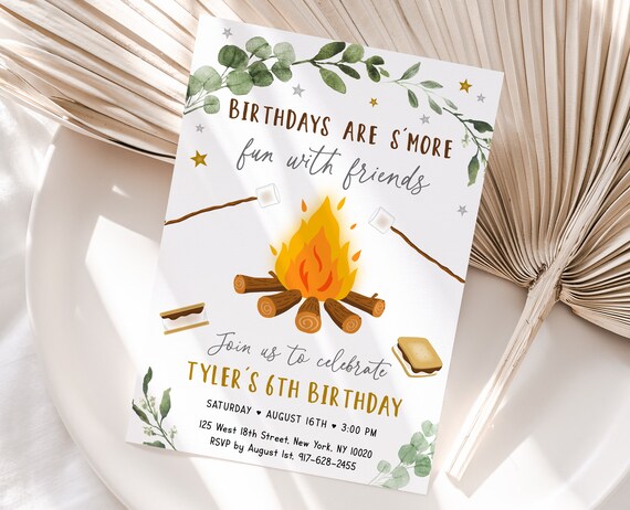 Editable S'mores Birthday Invitation, Camping, Campfire, Bonfire, Smore Fun With Friends ...